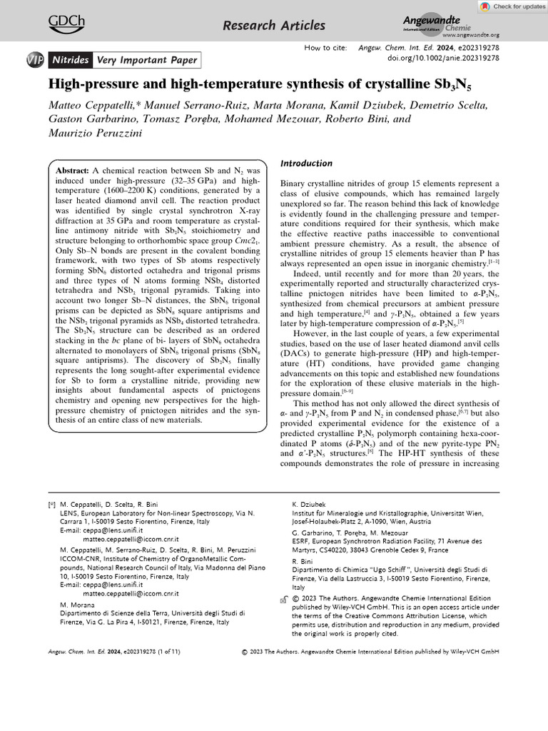 (177)Ang_Chem_Sb3N5 | PDF | Coordination Complex | Crystal Structure