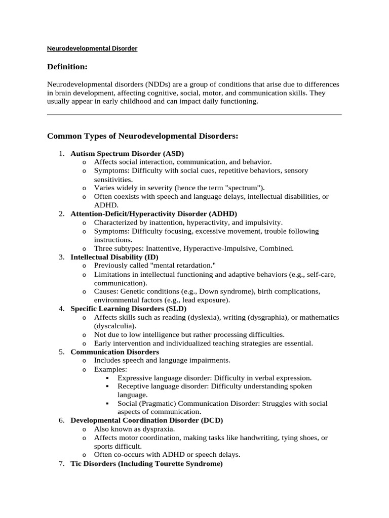 Neurodevelopmental Disorder | PDF | Attention Deficit Hyperactivity Disorder | Intellectual ...