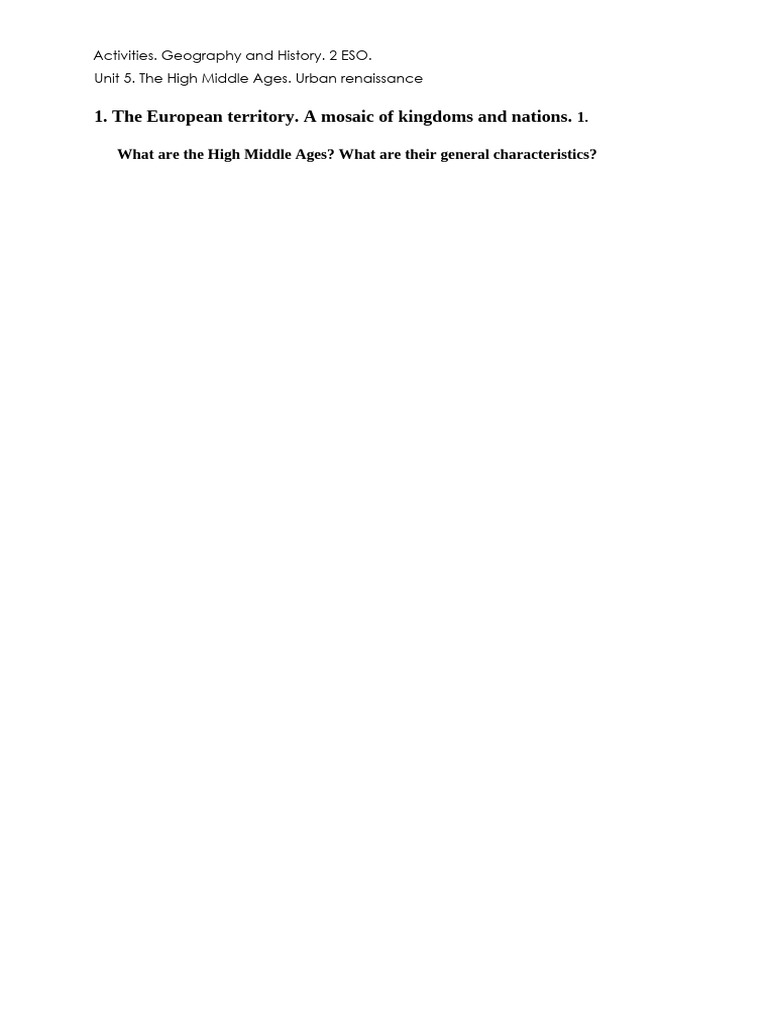 High Middle Ages: Geography & History Activities | PDF