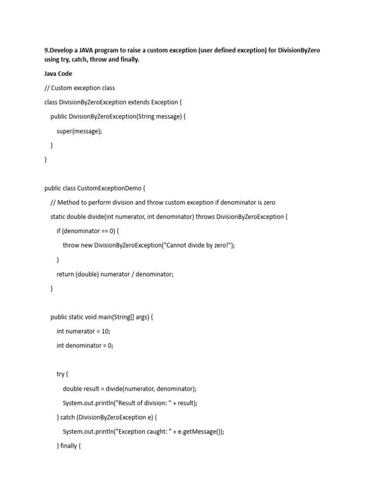 Program #9 Custom Exception | PDF