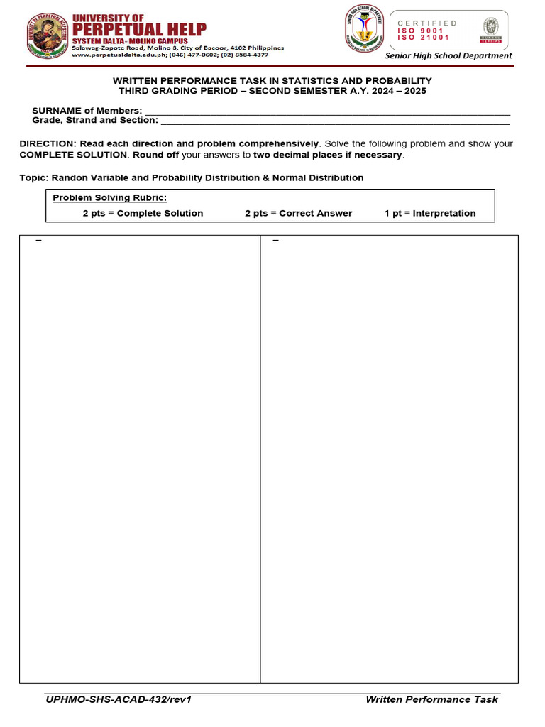3RD Quarter Problem Set Statistics and Probability | PDF | Normal Distribution | Standard Deviation