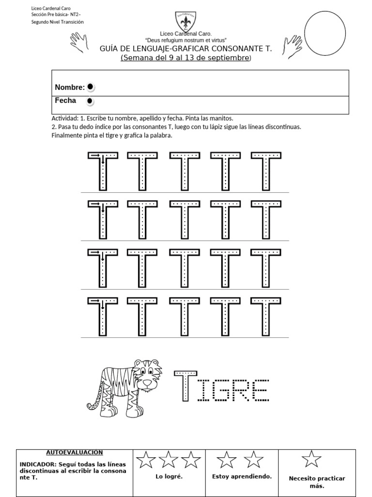 Guía de Grafismo: Consonante T | PDF