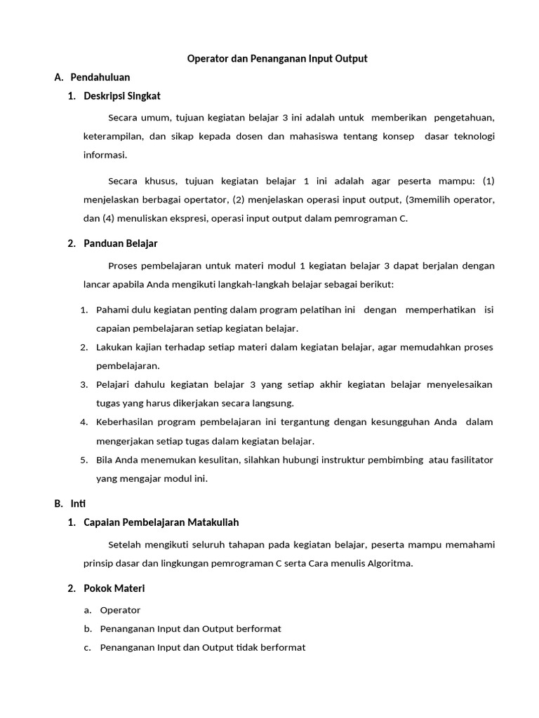 3. Operator dan Penanganan Input Output | PDF