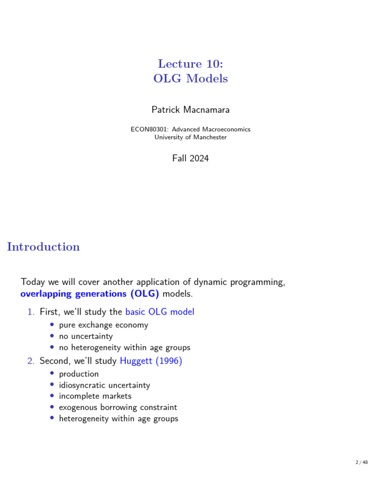 Lecture 10 Handouts | PDF | General Equilibrium Theory | Economies