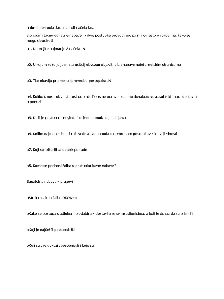 Javna Nabava Pitanja | PDF