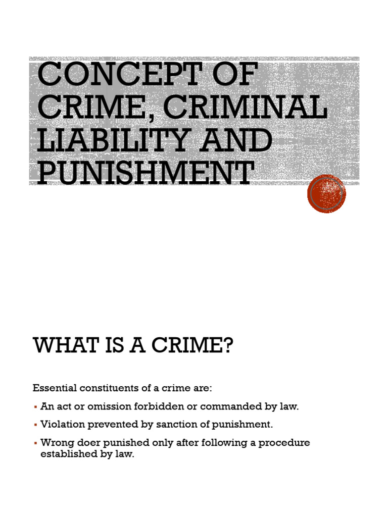 Crime, Liability, and Punishment Explained | PDF | Mens Rea | Element ...