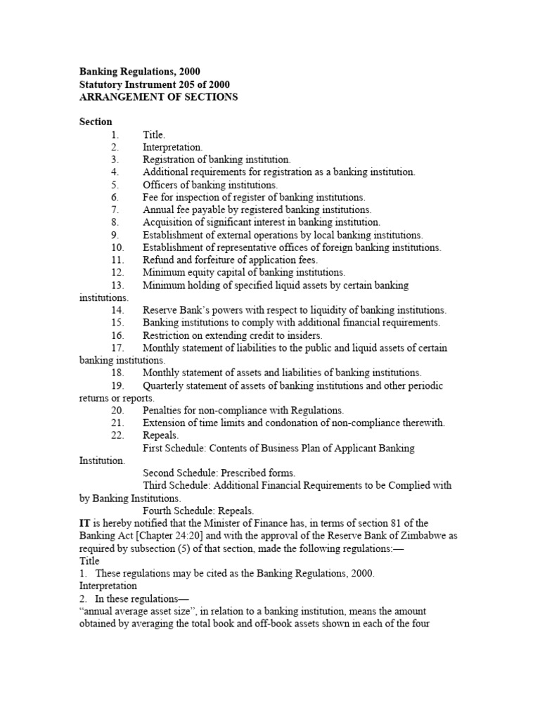 Banking Regulations Overview 2000 | PDF | Banks | Liquidation