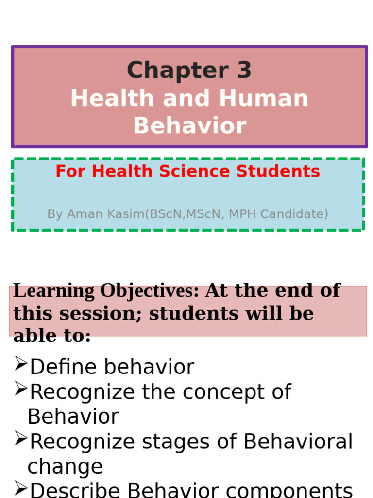 Chapter 3 Health and Human Behavior Modified | PDF | Behavior | Knowledge
