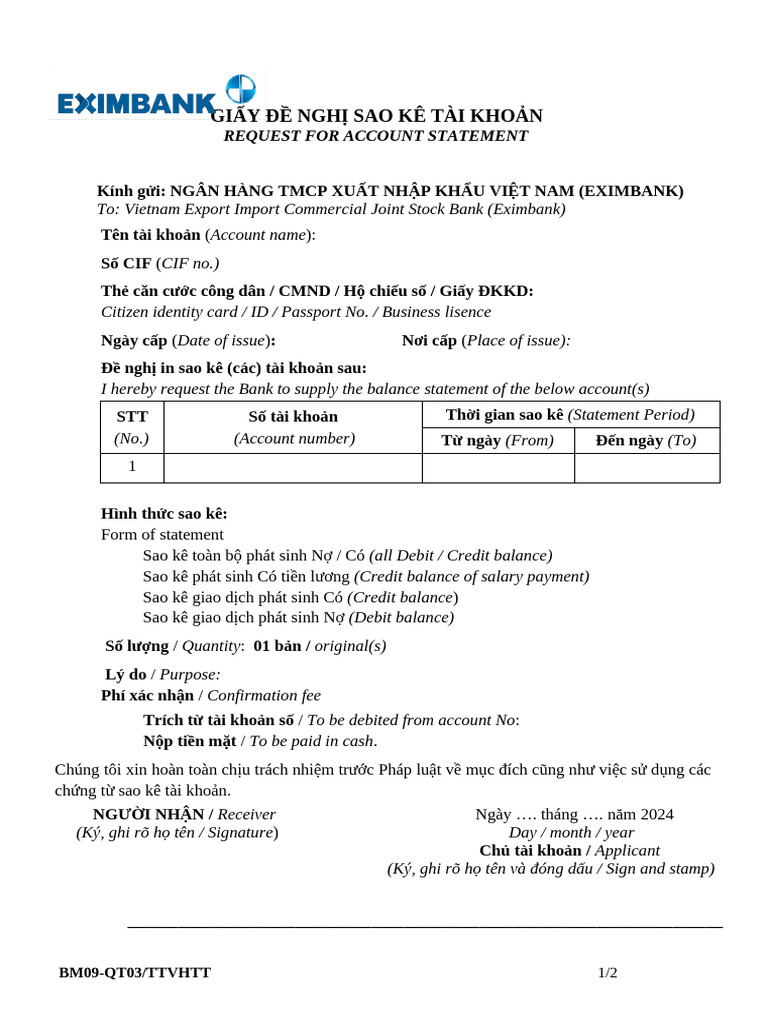 De Nghi Sao Ke Form Trong | PDF