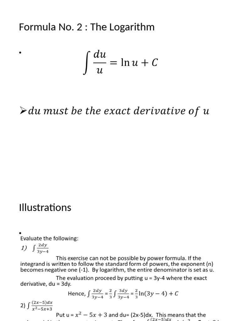 1 Unit I Indefinite Integral Logarithm Exponential Functions 1 | PDF