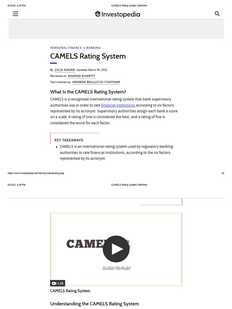 CAMELS Rating System Definition | PDF | Banks | Market (Economics)