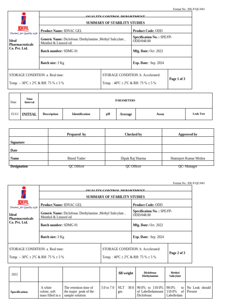Stability Summary Pdf