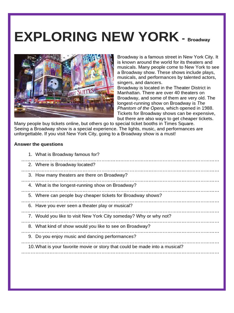 Exploring-new-york-broadway | PDF | Broadway Theatre | Entertainment