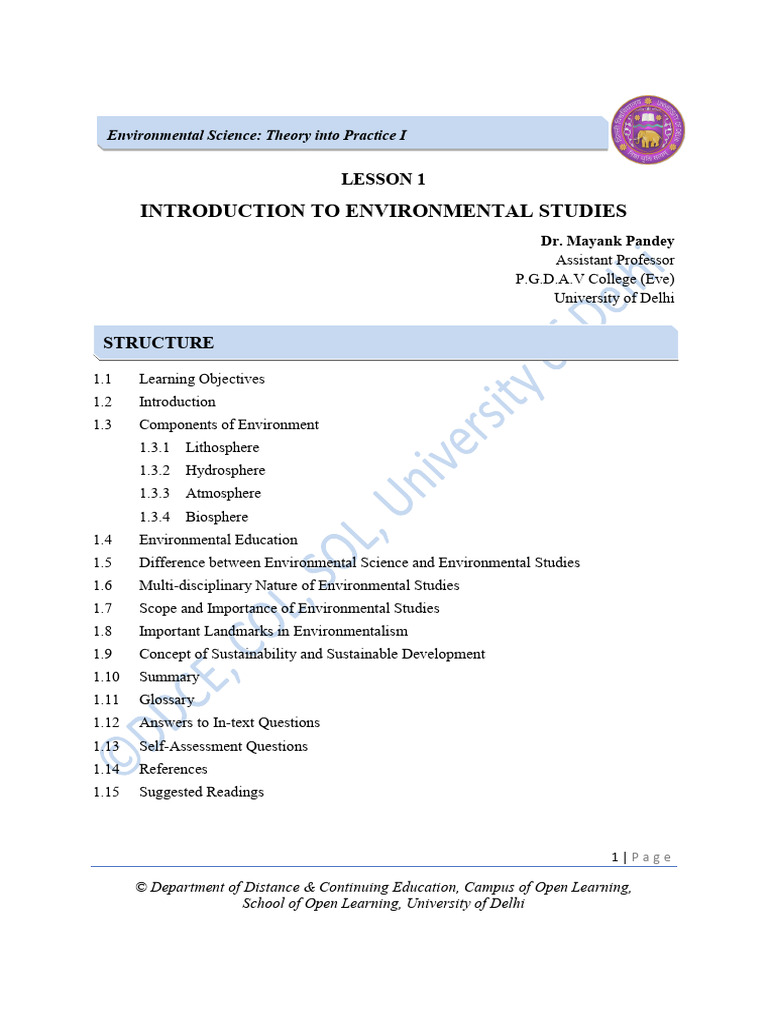 AEC EVS Theory - Into - Practice I Sem 1 EM - Lesson - 1 | PDF | Atmosphere Of Earth ...