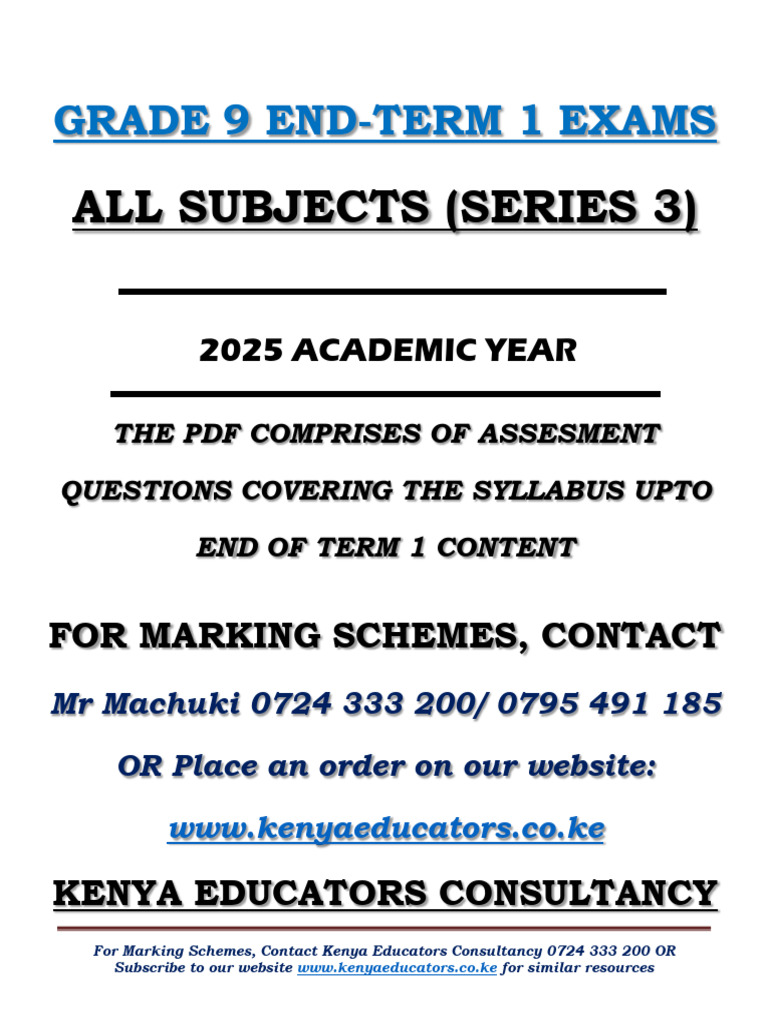 Grade 9 Kjsea Endterm 1 s3 Exams | PDF