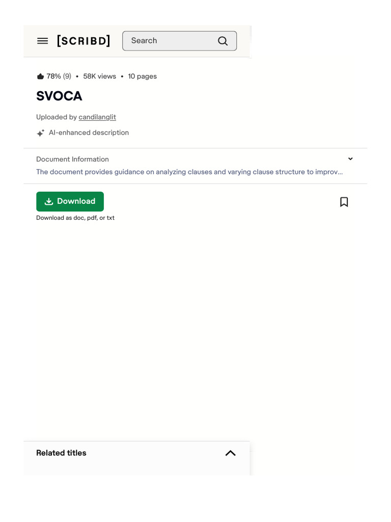 SVOCA - PDF - Phrase - Subject (Grammar) | PDF | Scribd | Clause