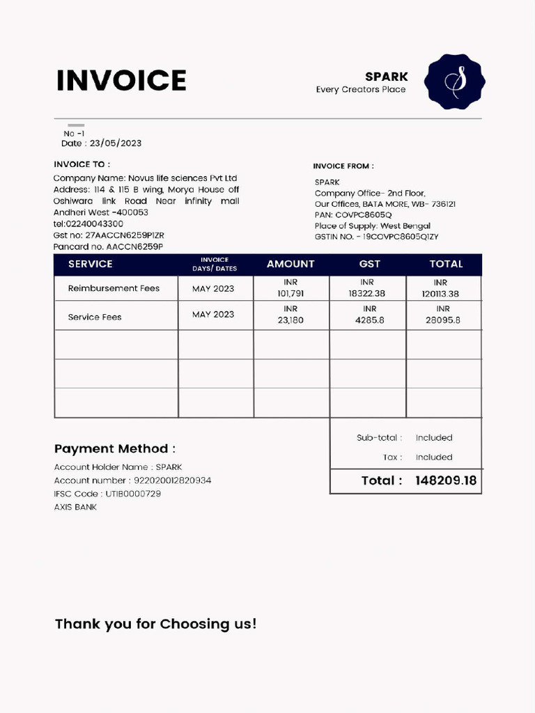 Invoice x Cf x Spark | PDF