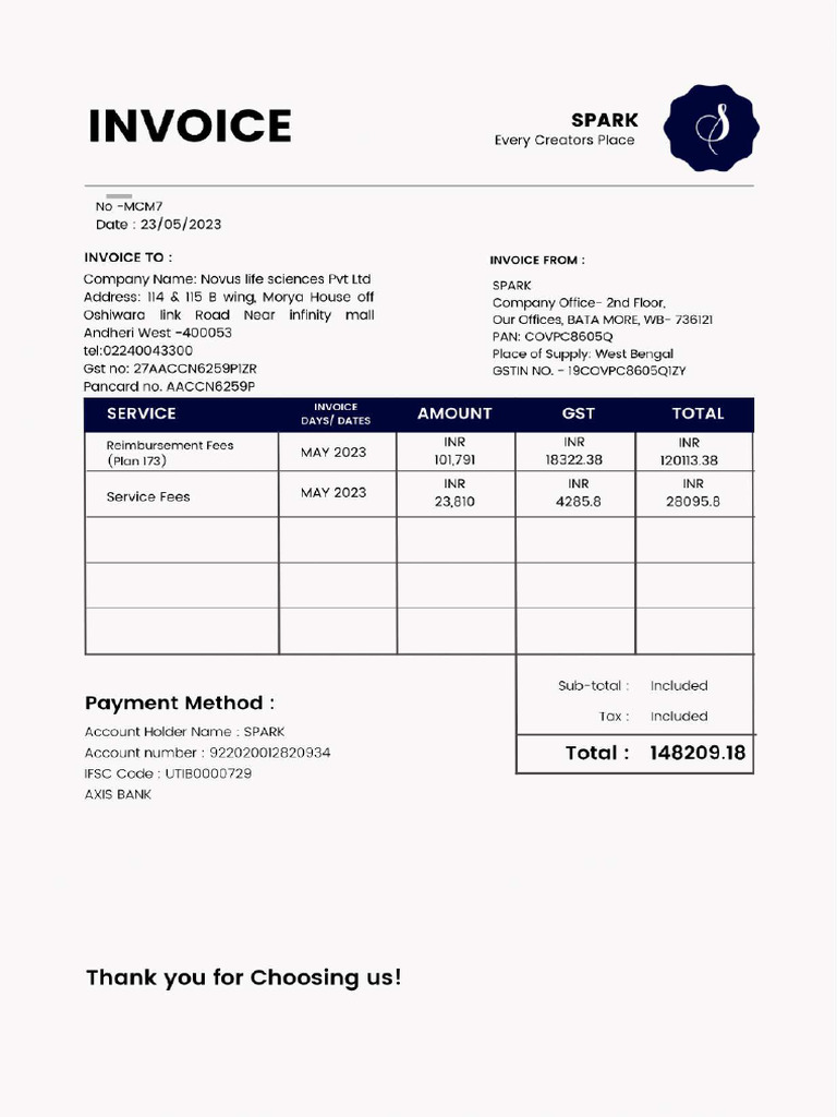 Invoice CF Xspark | PDF