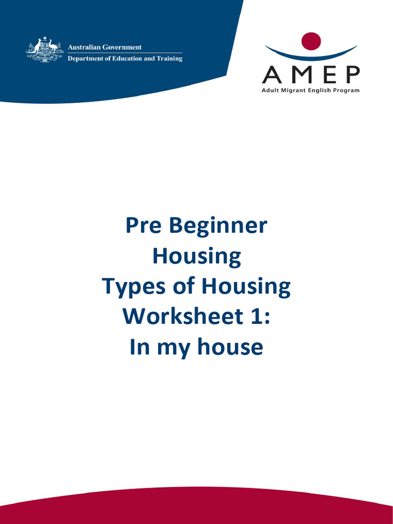 Pre Beginner Housing Types of Housing Worksheet 1 in My House | PDF