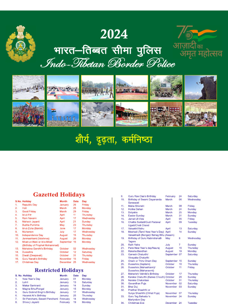 ITBP - Table Calendar-2024 | PDF