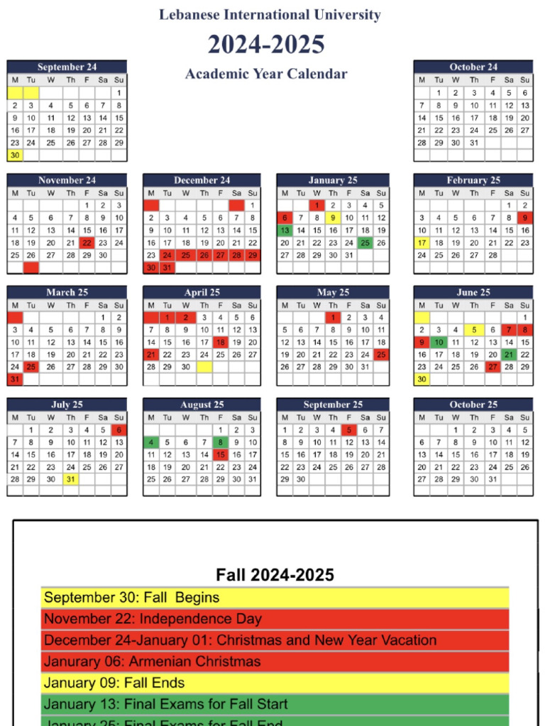 LIU Calendar 202425 H.a.H | PDF