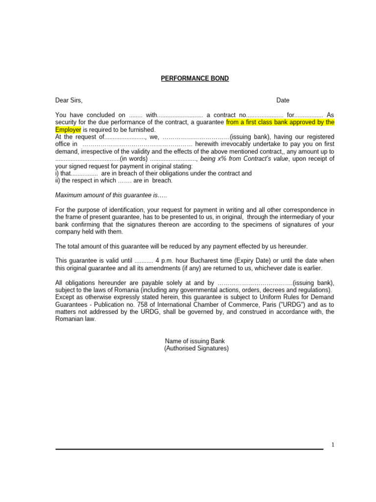 Vol III Annex 6 - Performance bond | PDF