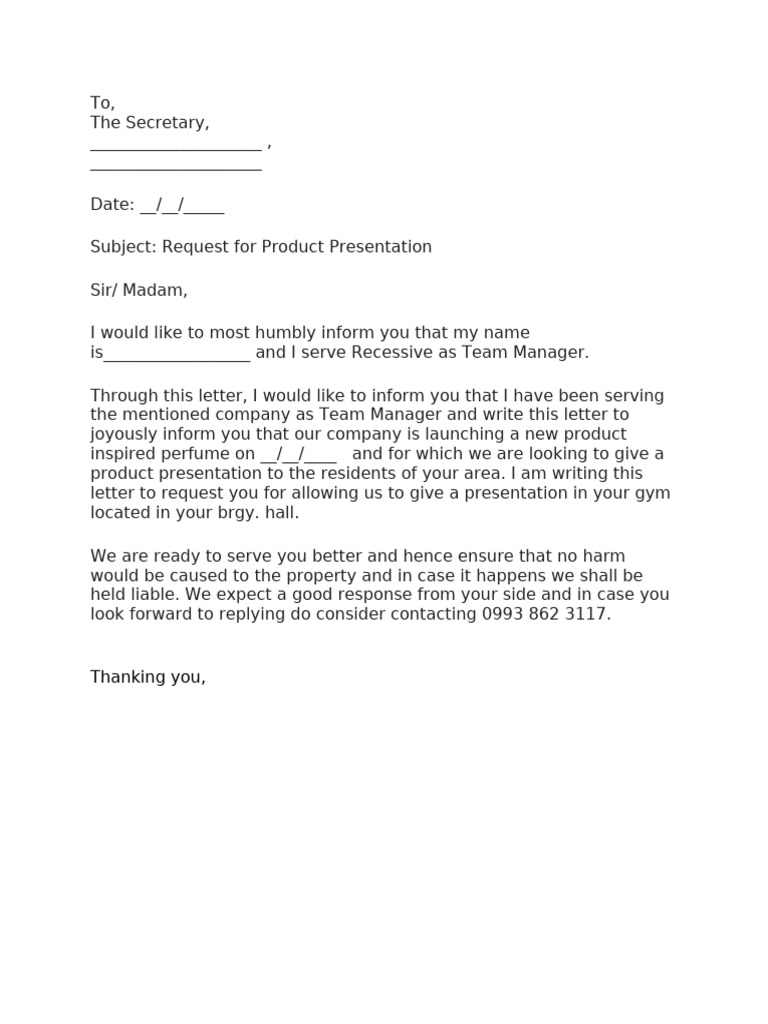 Request for Product Presentation Approval | PDF