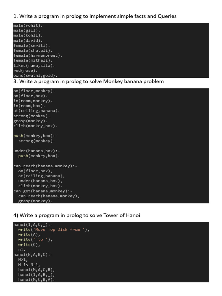 Prolog Solutions for AI Problems | PDF