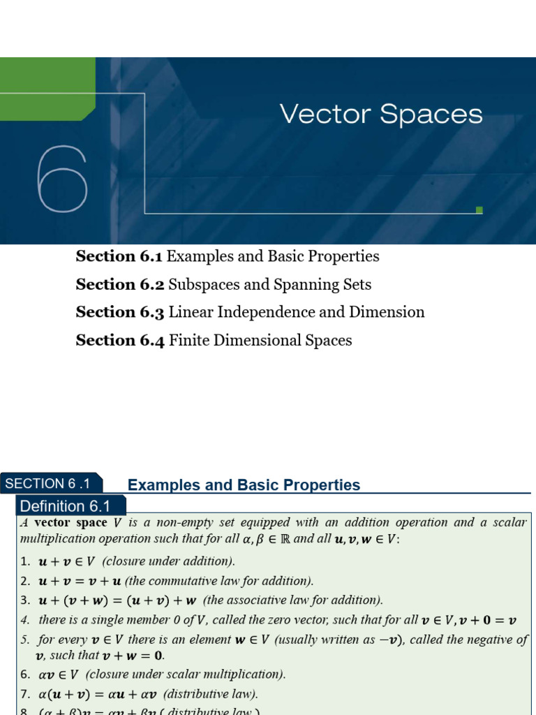 Chapter 6 - Part1 Linearly Algebra | PDF | Vector Space | Linear Subspace