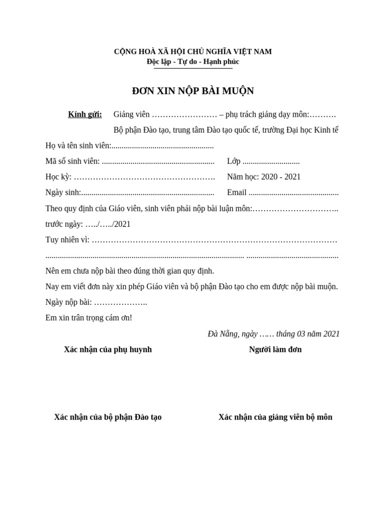 Mau Don Xin Nop Bai Muon | PDF