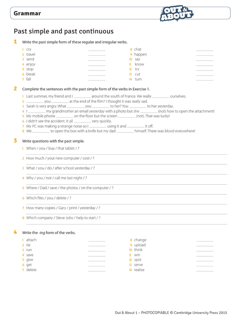 Simple Past & Past Continuous - Exercises | PDF