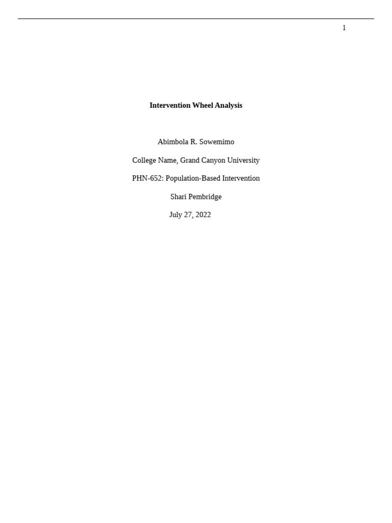 PHN 652 Intervention Wheel Analysis | PDF | Public Health | Zika Fever