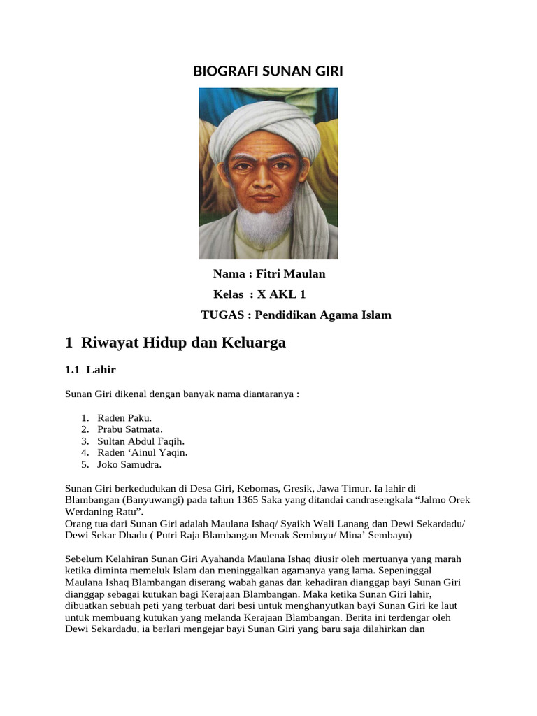 Biografi Sunan Giri | PDF