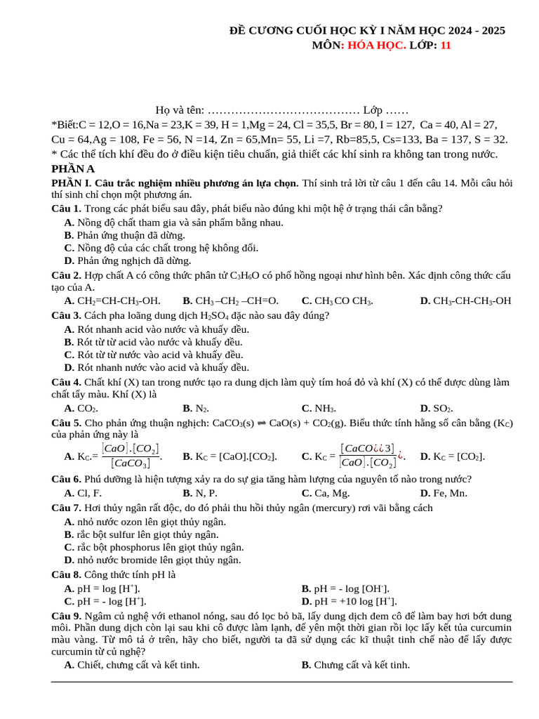 De Cuong Hoa 11 | PDF