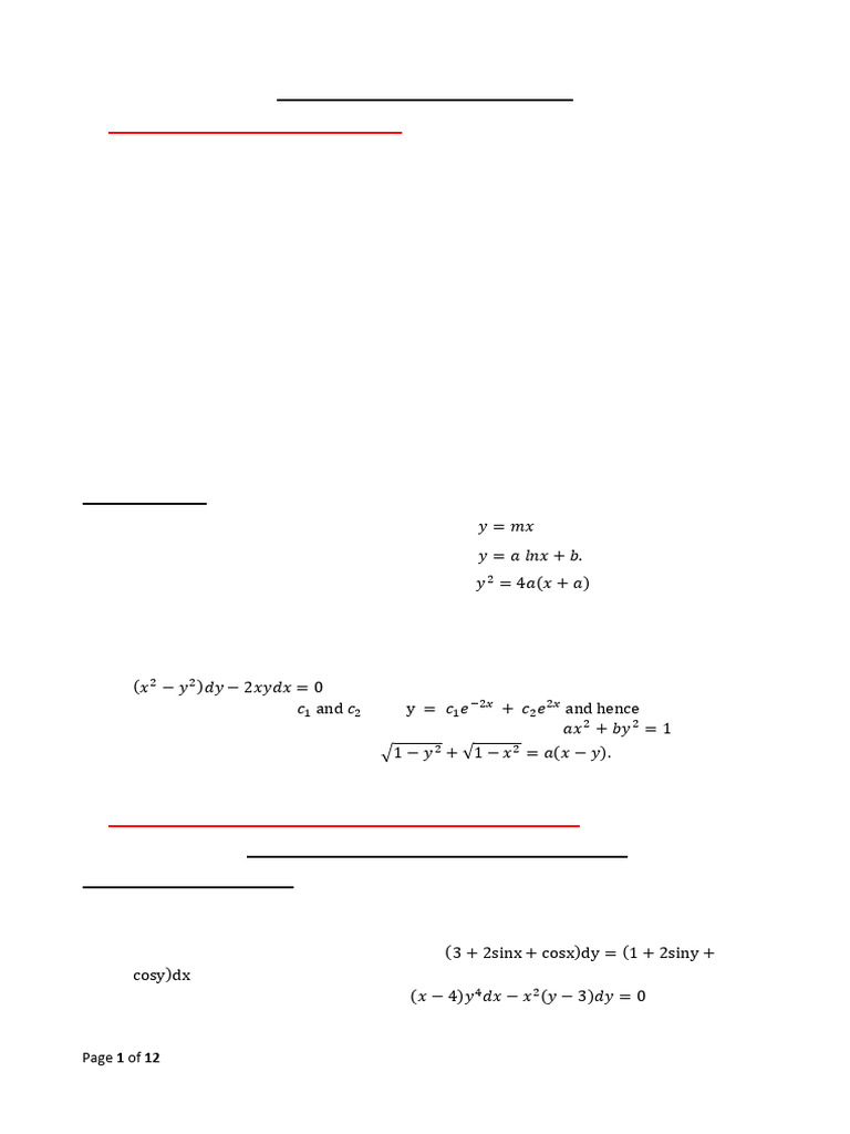 3. ODE Problem Sheet | PDF | Ordinary Differential Equation | Equations