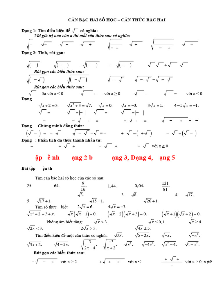 CAN BAC HAI SO HOC - CAN THUC BAC HAI | PDF