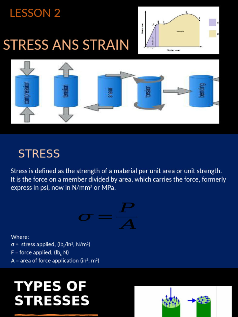 LESSON 3 STRESS AND STRAIN | PDF | Deformation (Engineering) | Yield (Engineering)