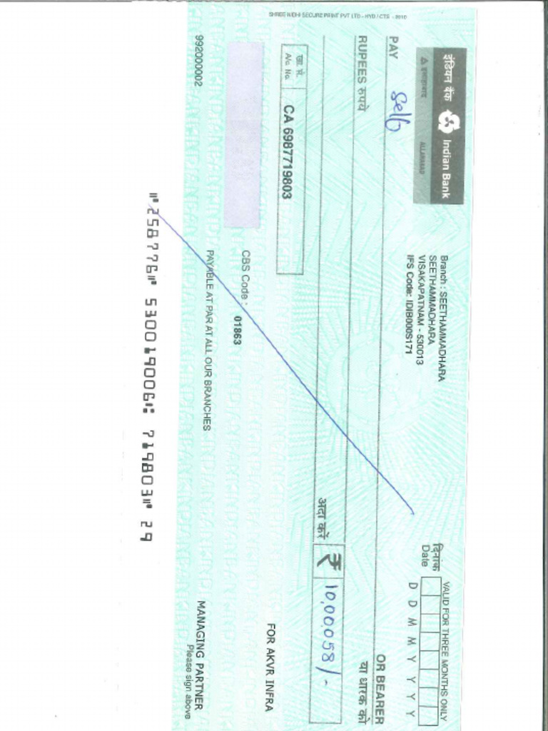 AKP Bank Cancelled Cheque | PDF