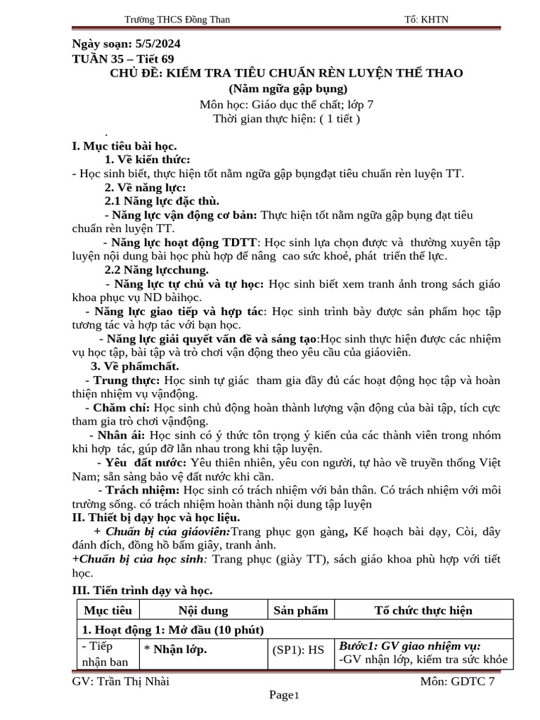 GDTC 7 - Tuần 35 | PDF