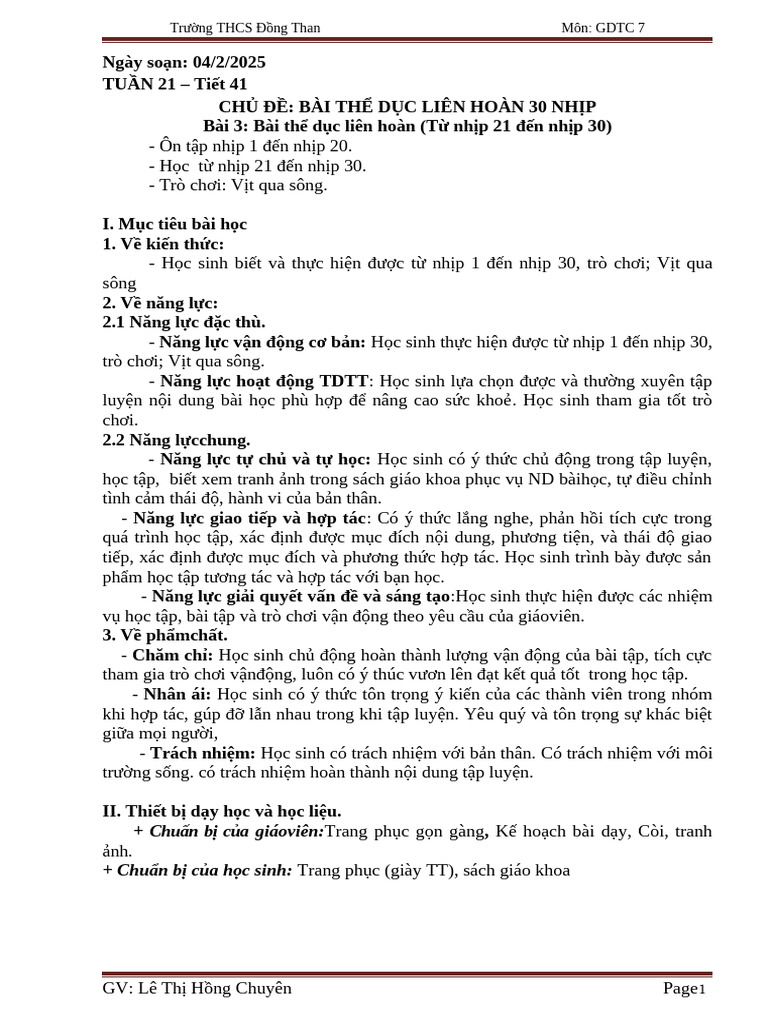 GDTC 7 - Tuần 21 | PDF