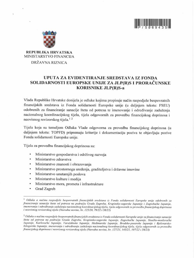 Uputa - Fond Solidarnosti Za JLPRS | PDF