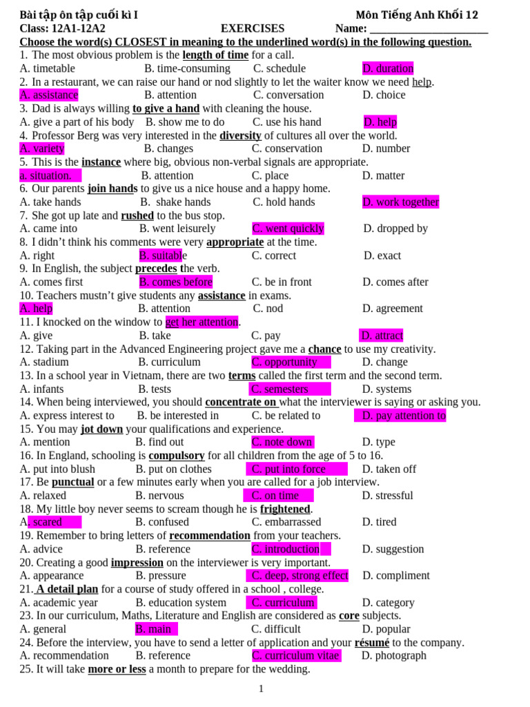 Synonyms Antonyms 12a1 12a2 | PDF | Curriculum