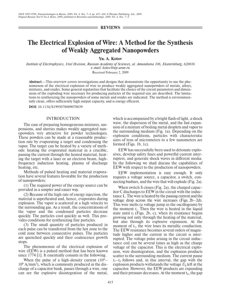The Electrical Explosion of Wire-A Method For The Synthesis of Weakly ...