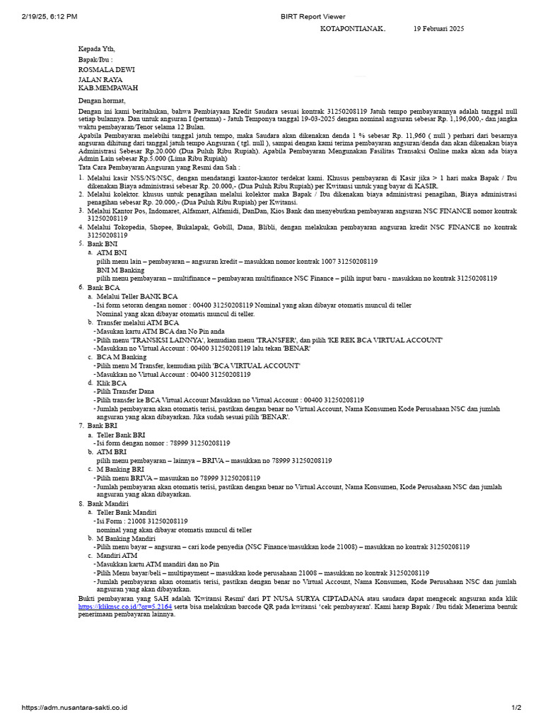 No Kontrak Romala Dewi | PDF