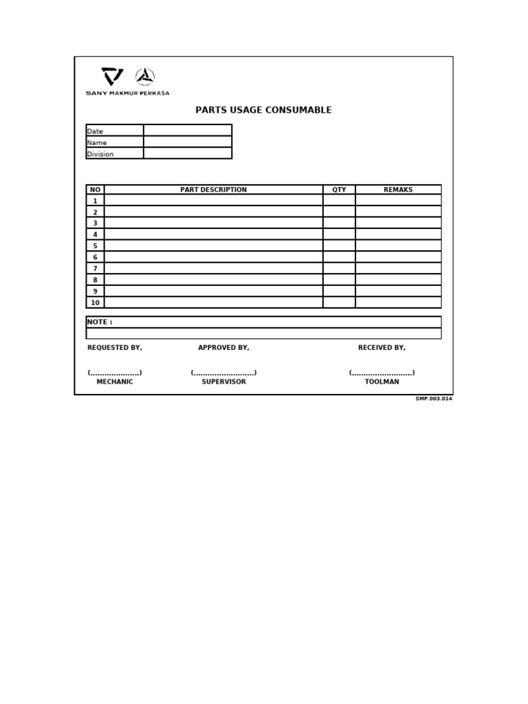 Form Consumable | PDF
