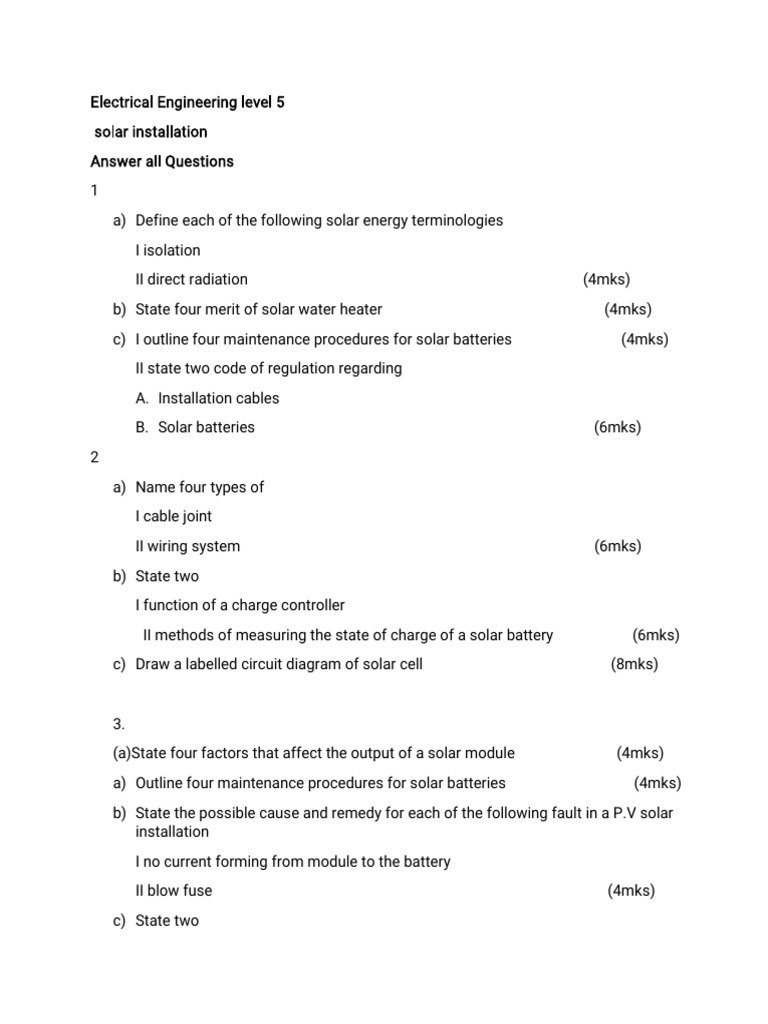 Solar Installation Exam Guide Level 5 | PDF