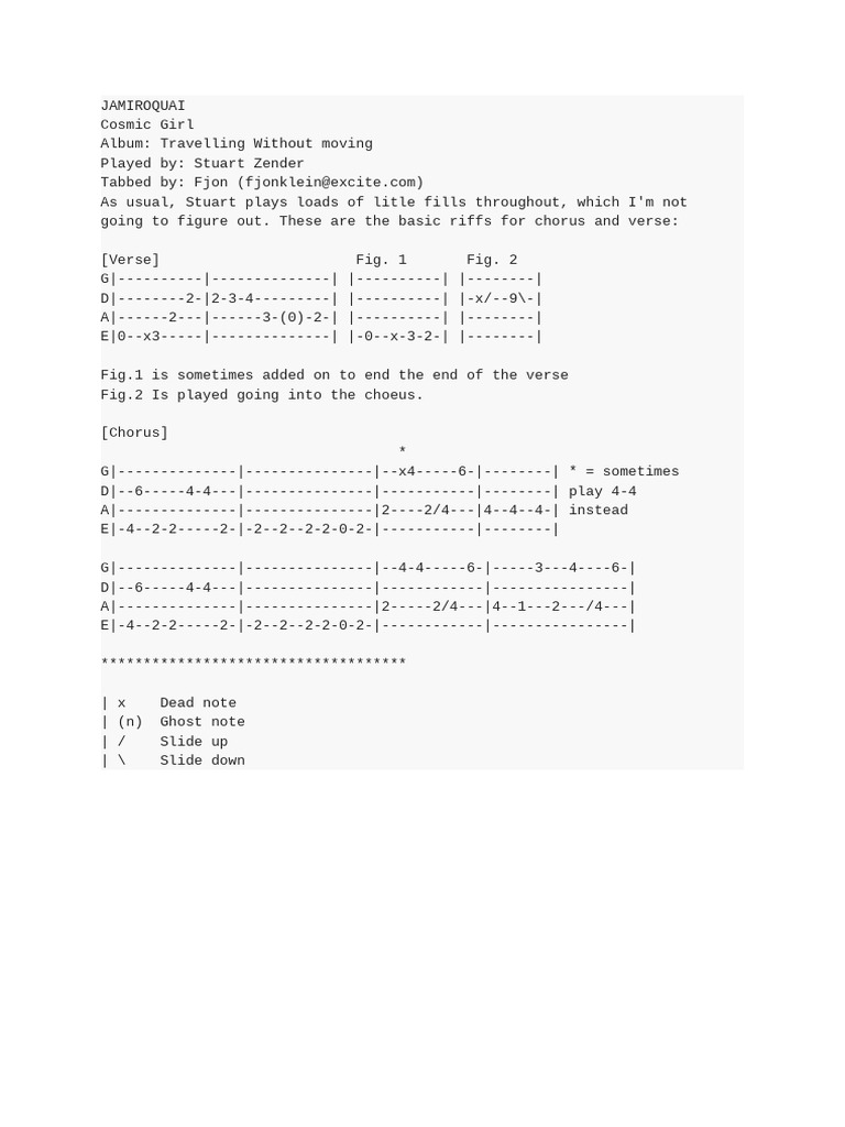 Cosmic Girl Guitar and Bass Tabs | PDF