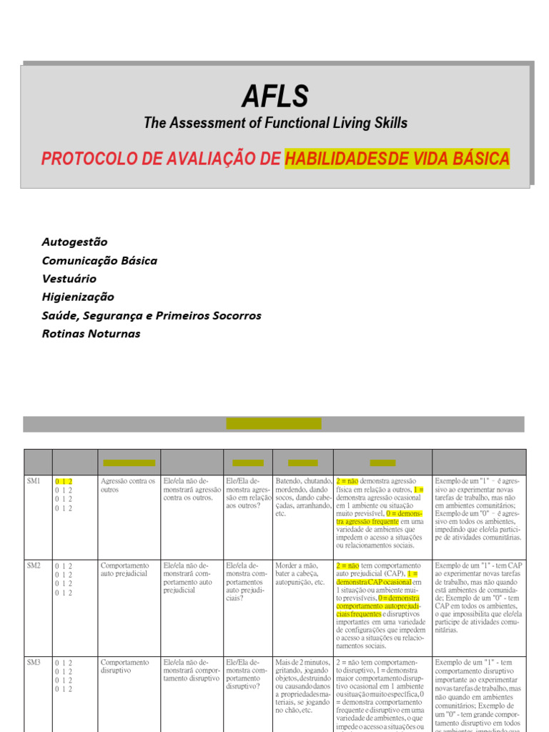AFLS - Habilidades Básicas de Vida | PDF