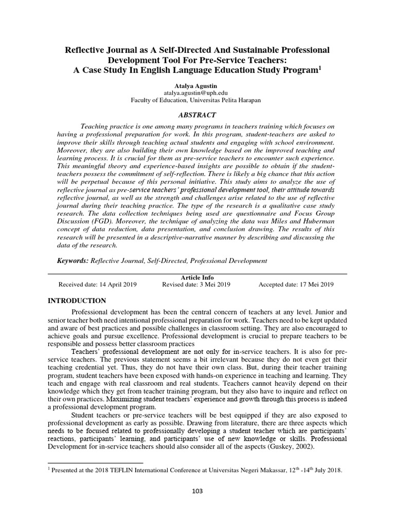 Reflective Journals for Teacher Development | PDF | Teachers | Learning