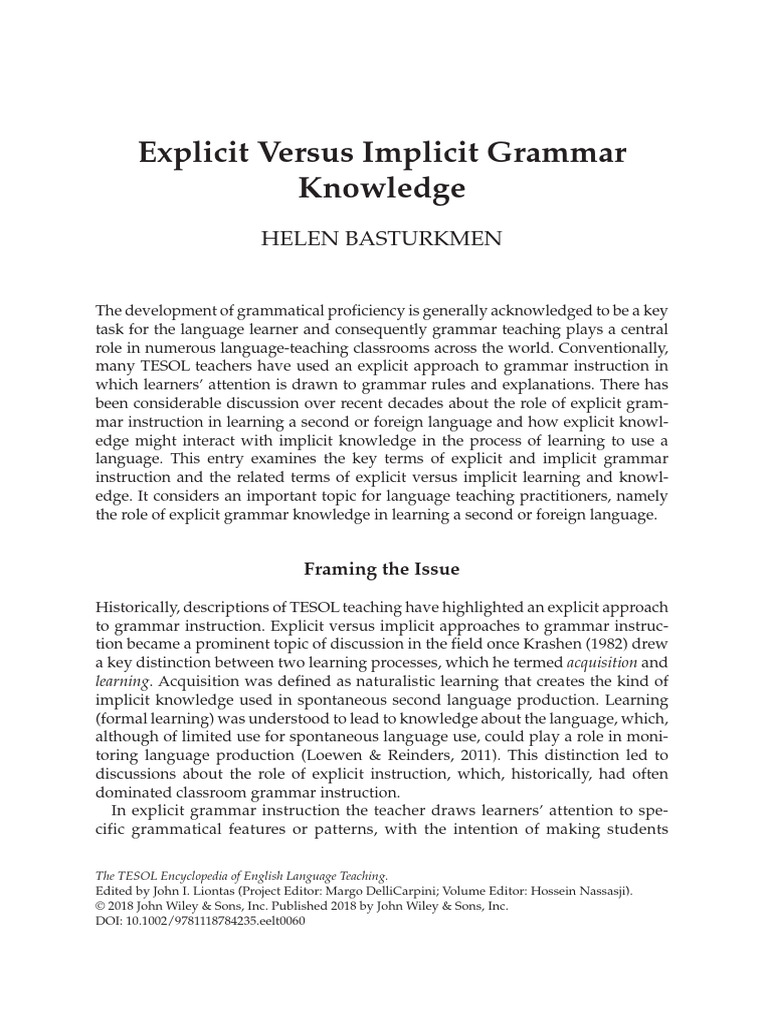 Explicit Versus Implicit Grammar | PDF | Second Language Acquisition ... Explicit Versus Implicit Grammar | PDF | Second Language Acquisition ...